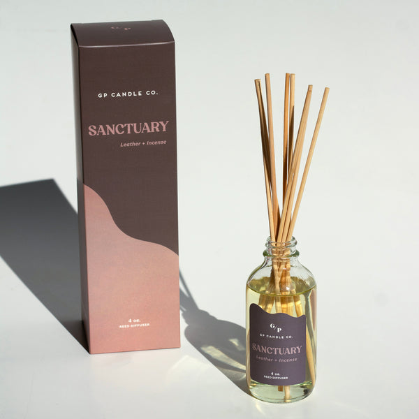 Sanctuary 4 oz. Hue Reed Diffuser (Leather + Incense) - GP Candle Co.